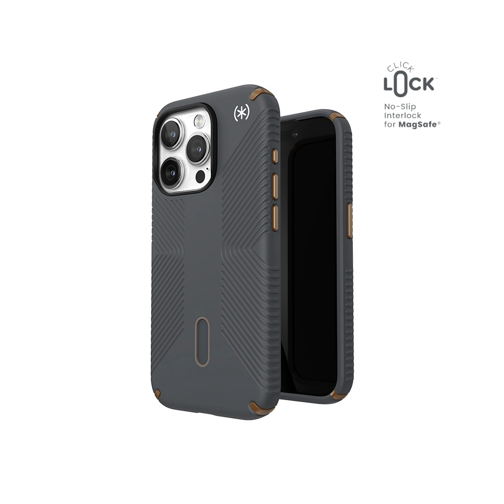 Speck Presidio2 Grip ClickLock & MagSafe Apple iPhone 15 Pro (Charcoal Grey/Cool Bronze ...